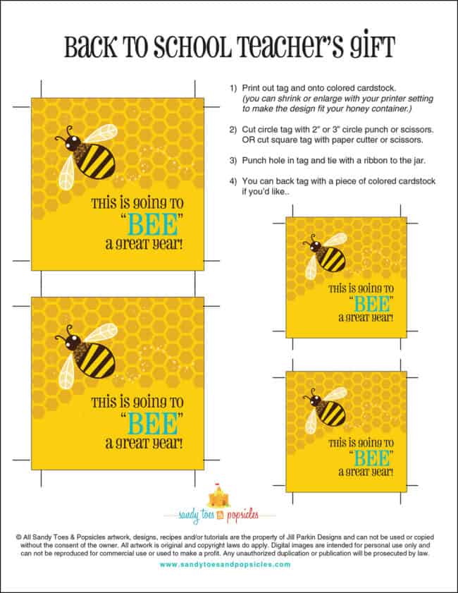 Teacher Gift Idea: Honey BEE Gift Tag - Popsicle Blog
