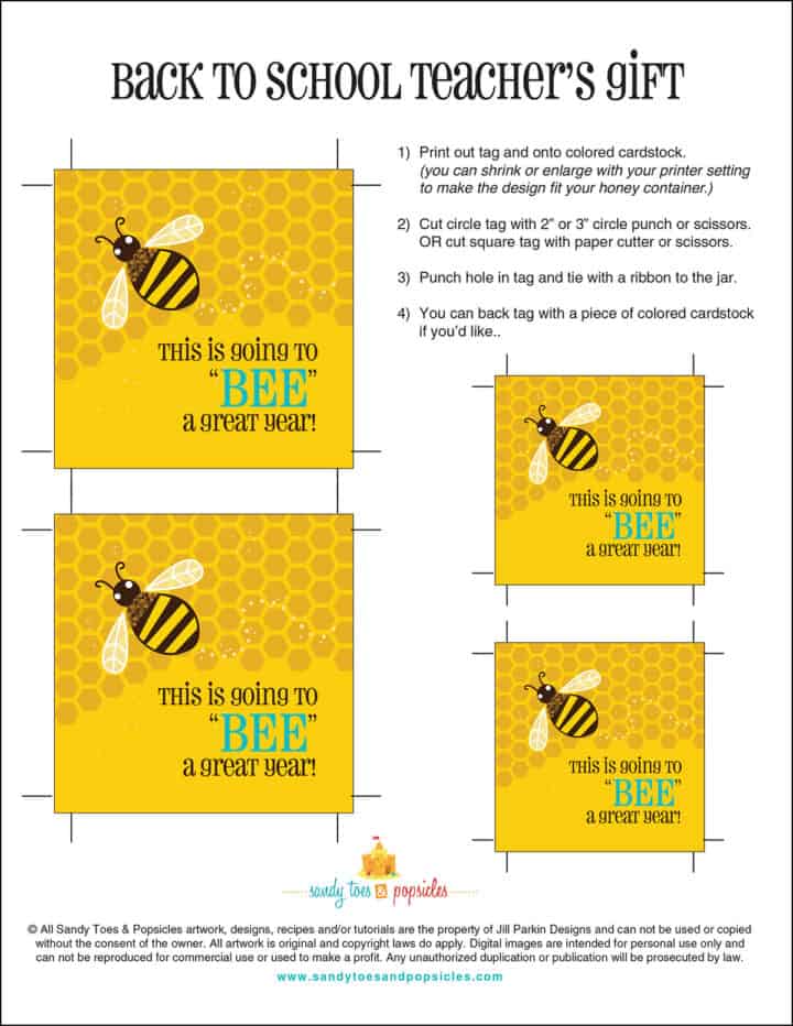 Teacher Gift Idea: Honey BEE Gift Tag - Popsicle Blog